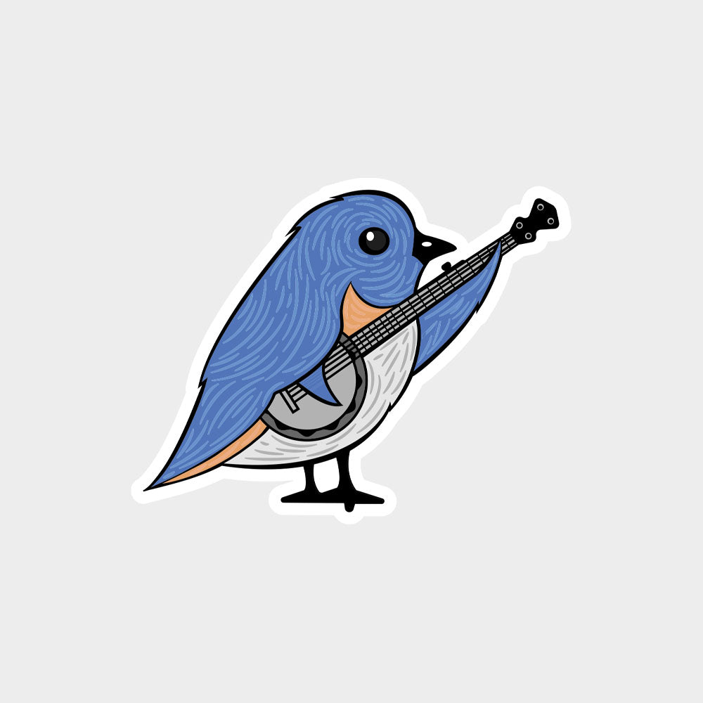 Bluebird Banjo Bird Sticker – Pine Printshop